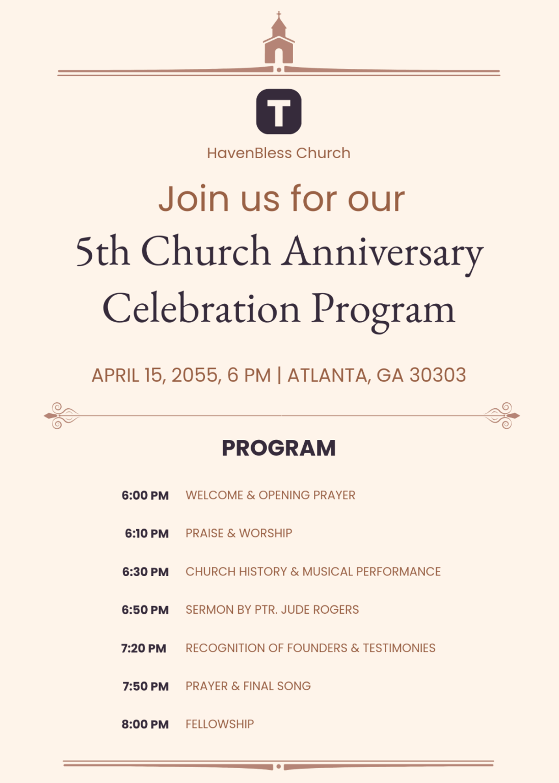 Free Printable Church Anniversary Program Template - Printable Template Hub