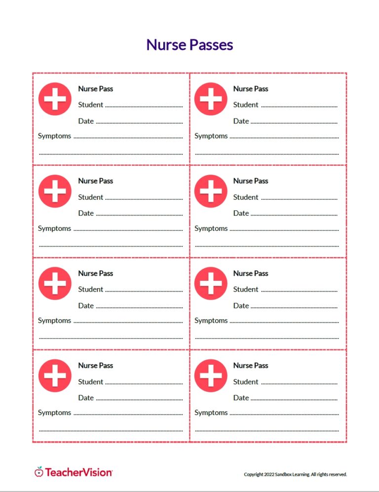 Printable Free Nurse Pass Template - Printable Template Hub